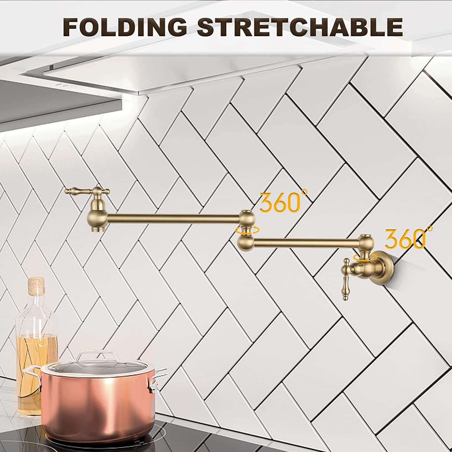 IVIGA Wall Mount Gold Pot Filler Kitchen Faucet Over Stove | IVIGA ...