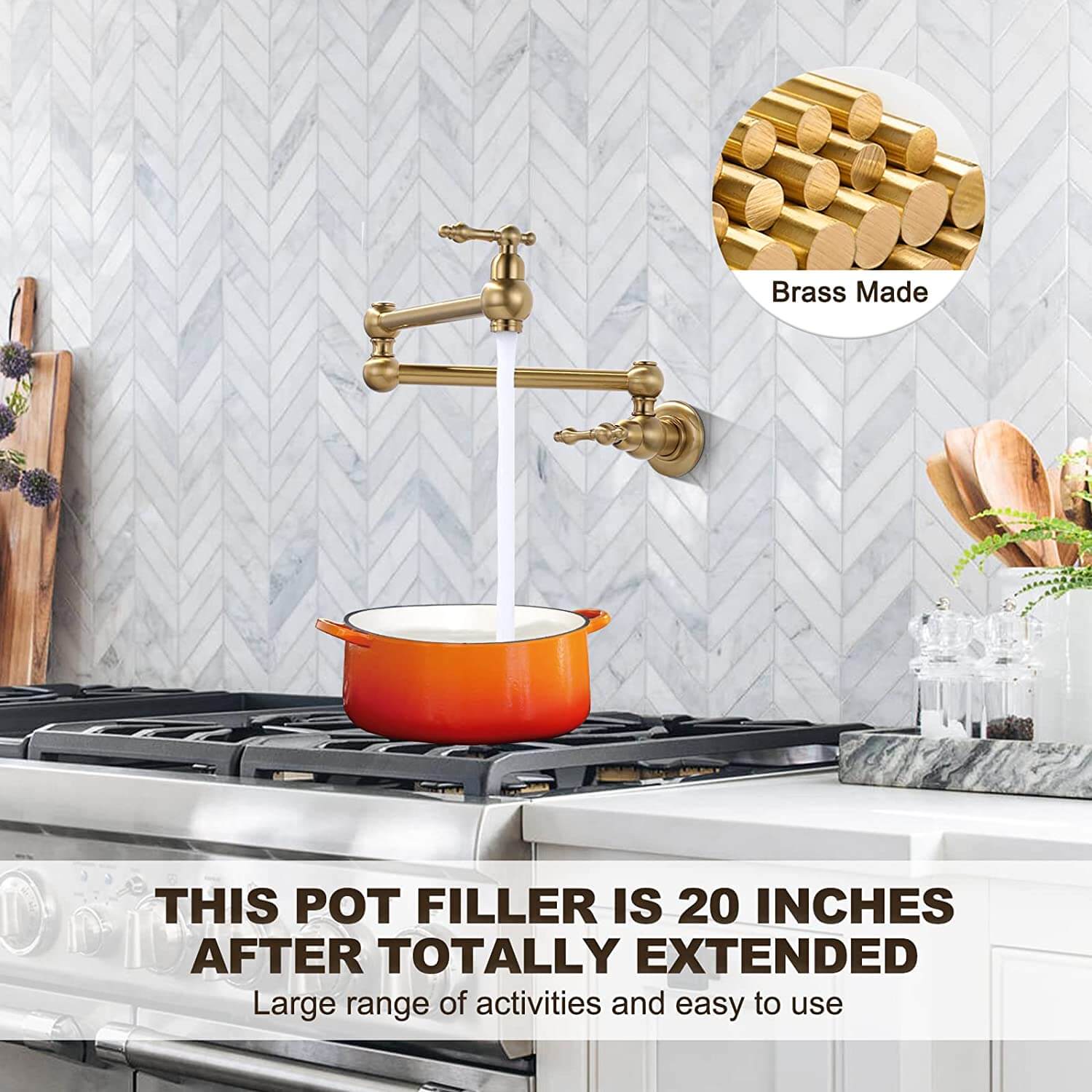 IVIGA Wall Mount Gold Pot Filler Kitchen Faucet Over Stove | IVIGA ...