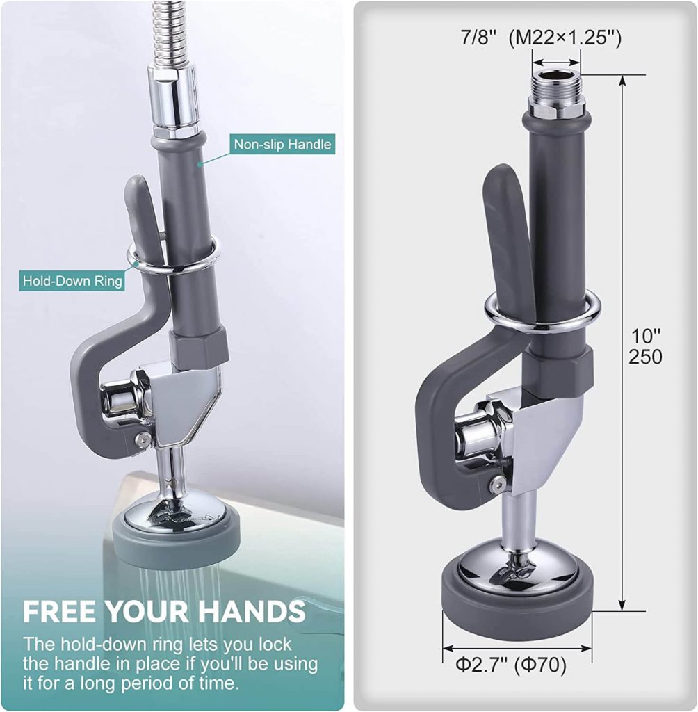 IVIGA Pre Rinse Sprayer With Grey Handle Grip Assembly, Handheld Dish ...