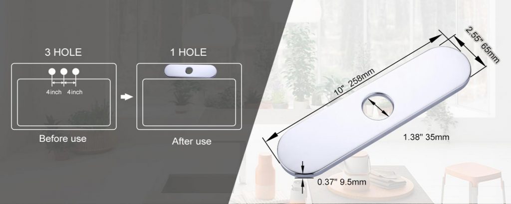 IVIGA 10" Sink Faucet Hole Cover Deck Plate (Arc Edge) For Kitchen ...