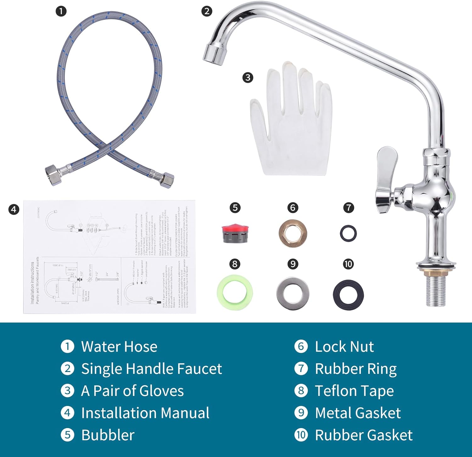 IVIGA Single Pantry Faucet With 10" Swing Spout, Cold Water Only ...