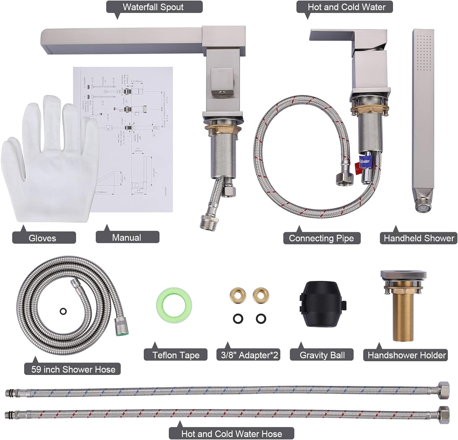 IVIGA Modern Roman Bathtub Faucet With Sprayer Garden Deck Mount ...