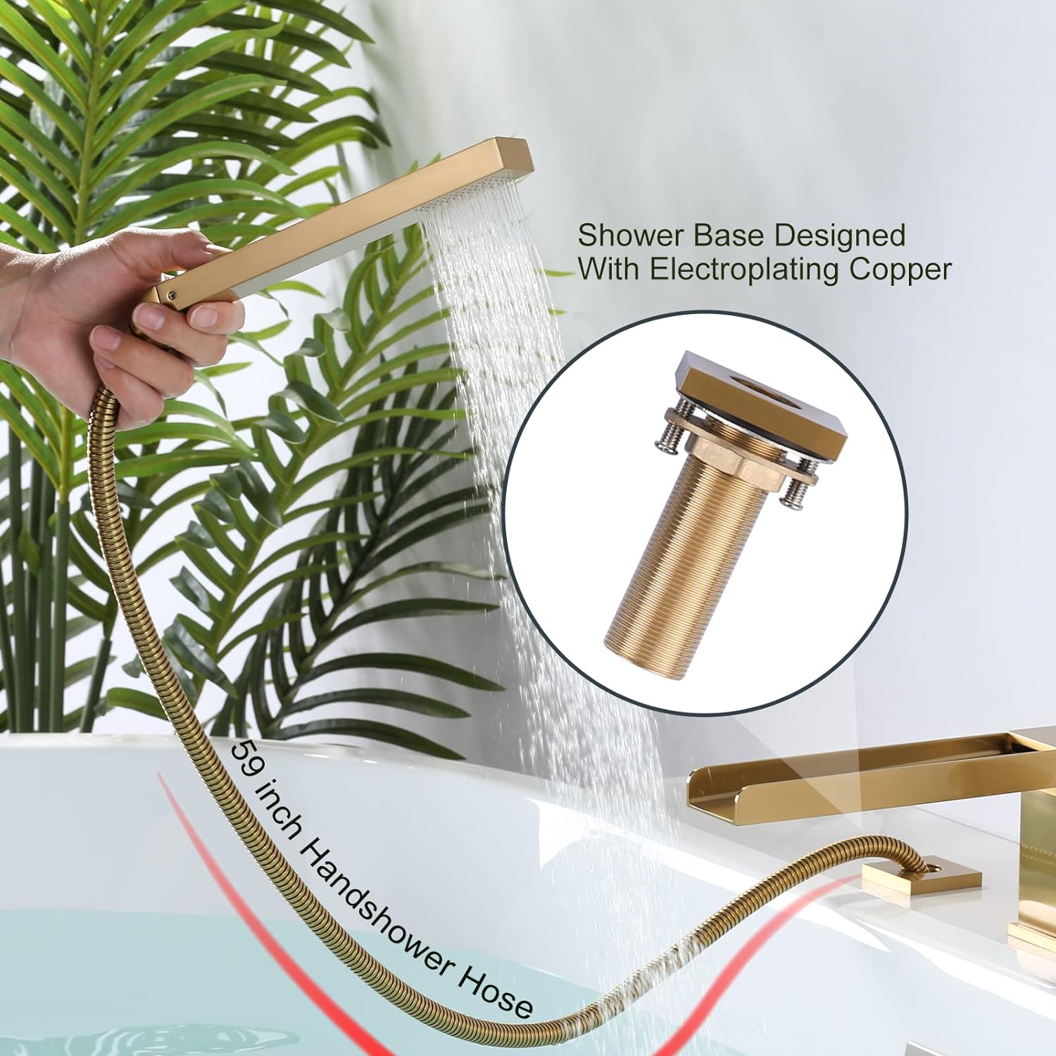 IVIGA Modern Roman Bathtub Faucet With Sprayer Garden Deck Mount ...