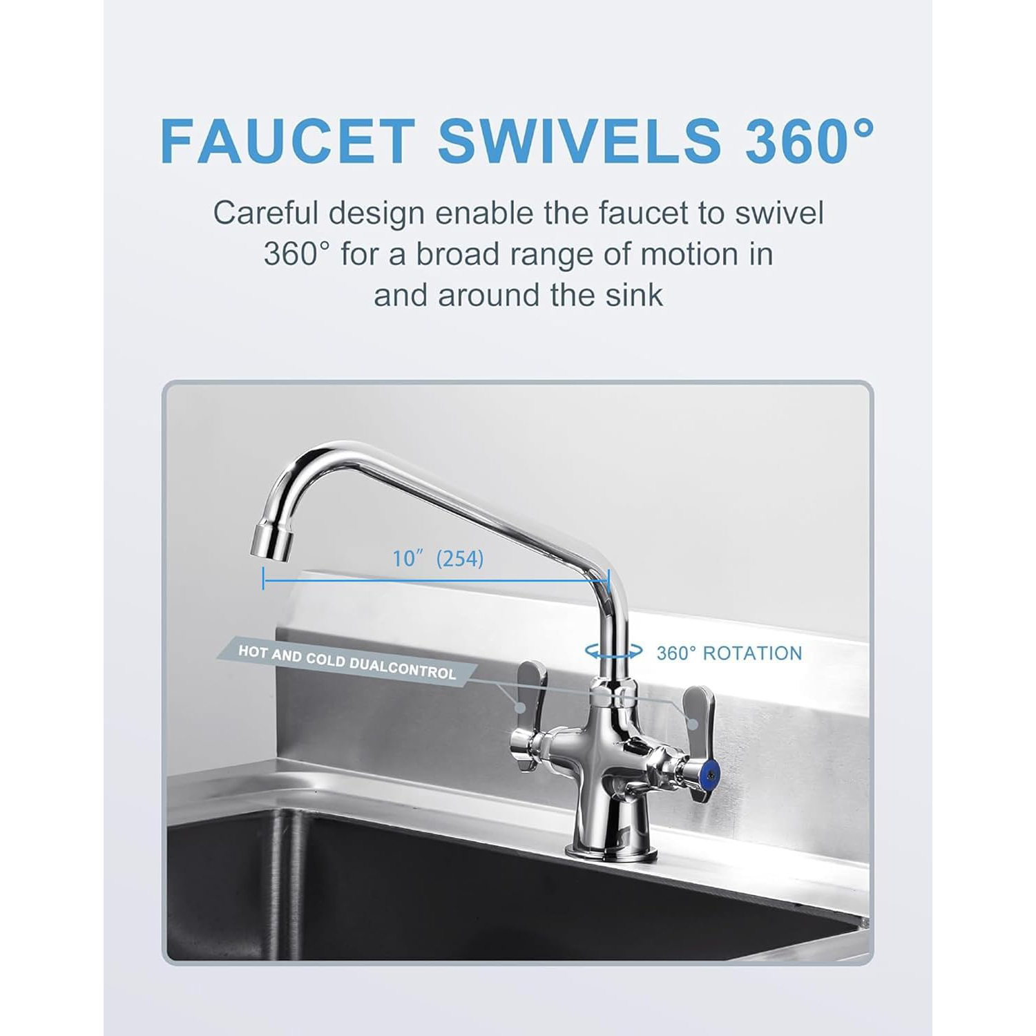 IVIGA Dual Handle Kitchen Faucet Deck Mount, Commercial Kitchen Sink ...