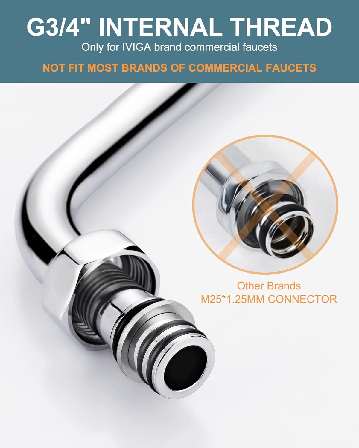 IVIGA 6"-14" Chrome Polished Swivel Spout Replacement For Commercial ...