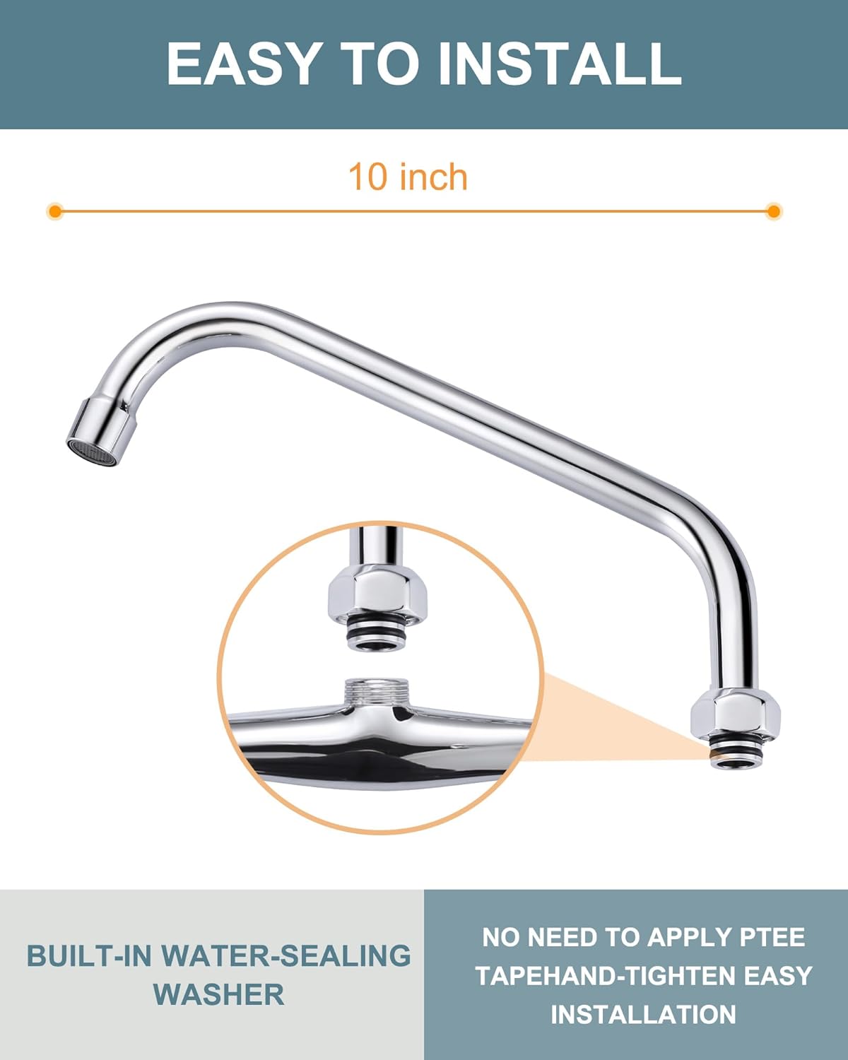 IVIGA 6"-14" Chrome Polished Swivel Spout Replacement For Commercial ...