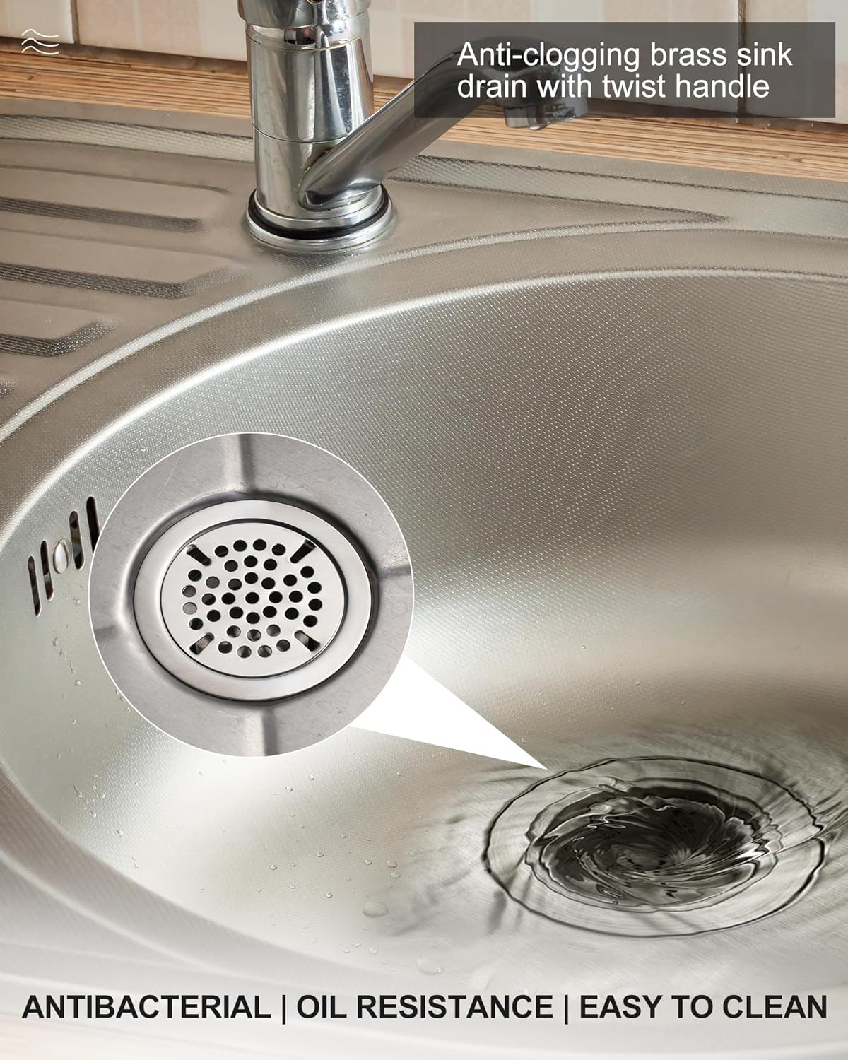 IVIGA 3-1/2" Brass Commercial Sink Drain With Overflow Outlet For ...