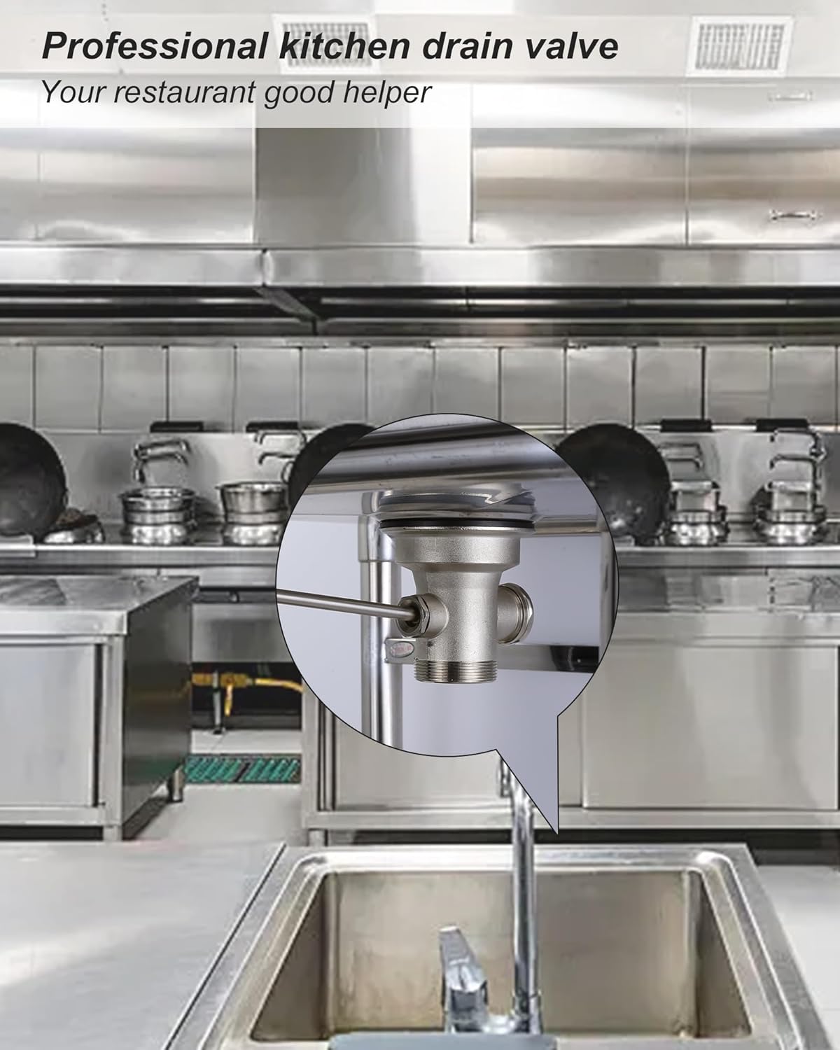 IVIGA 3-1/2" Brass Commercial Sink Drain With Overflow Outlet For ...