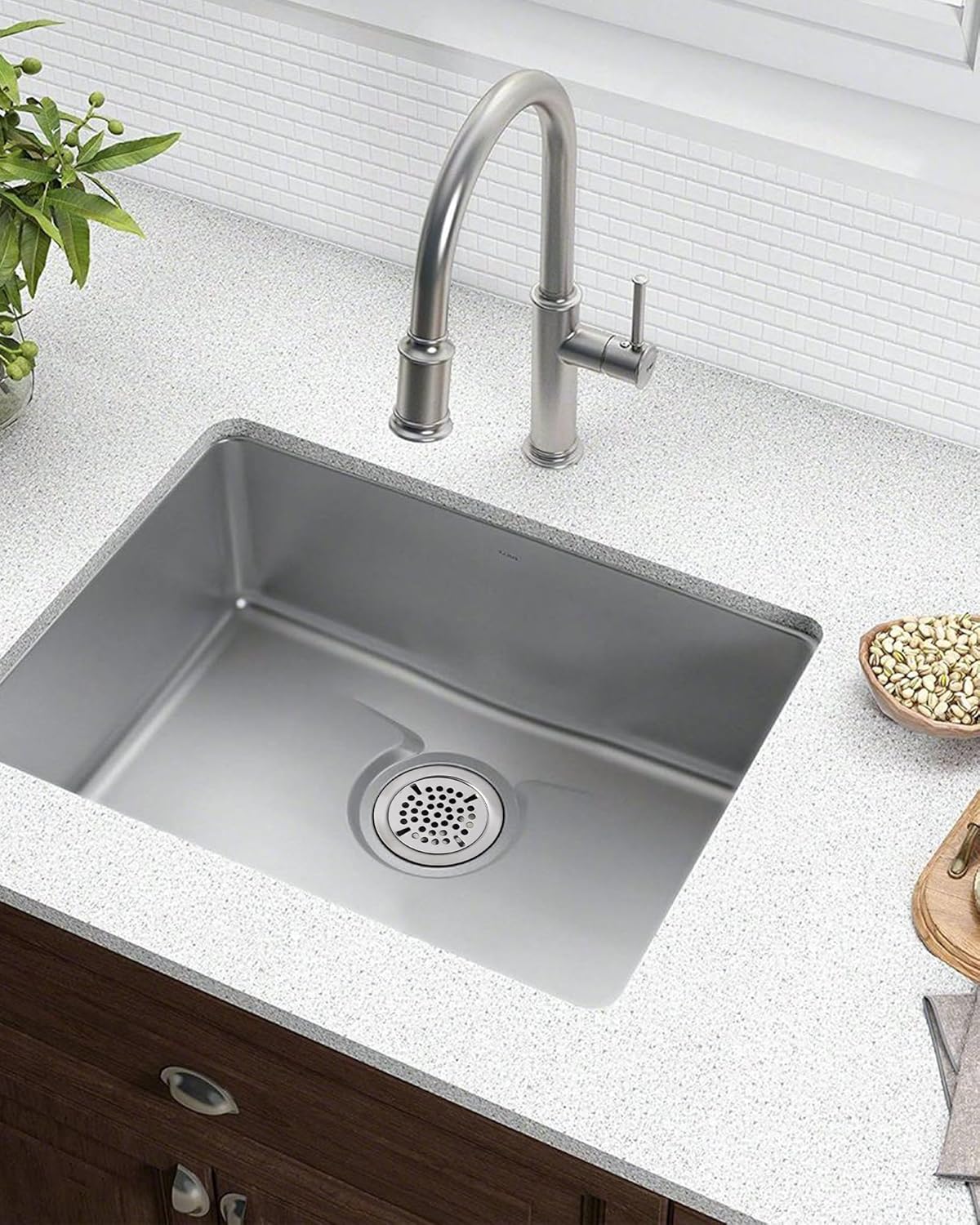 IVIGA 3-1/2" Brass Commercial Sink Drain Without Overflow Outlet For ...